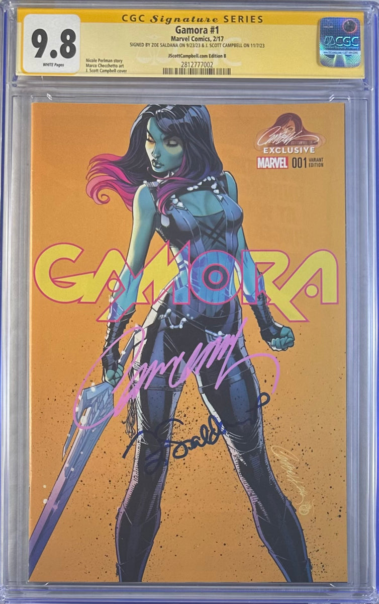 GAMORA #1 J SCOTT CAMPBELL EDITION B CGC SS 9.8 SIGNE BY ZOE SALDANA ...